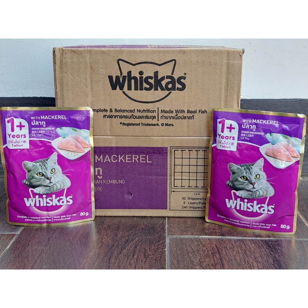 Jual Whiskas Pouch 80gr Wet Food Kemasan Dus isi 24 | Shopee Indonesia