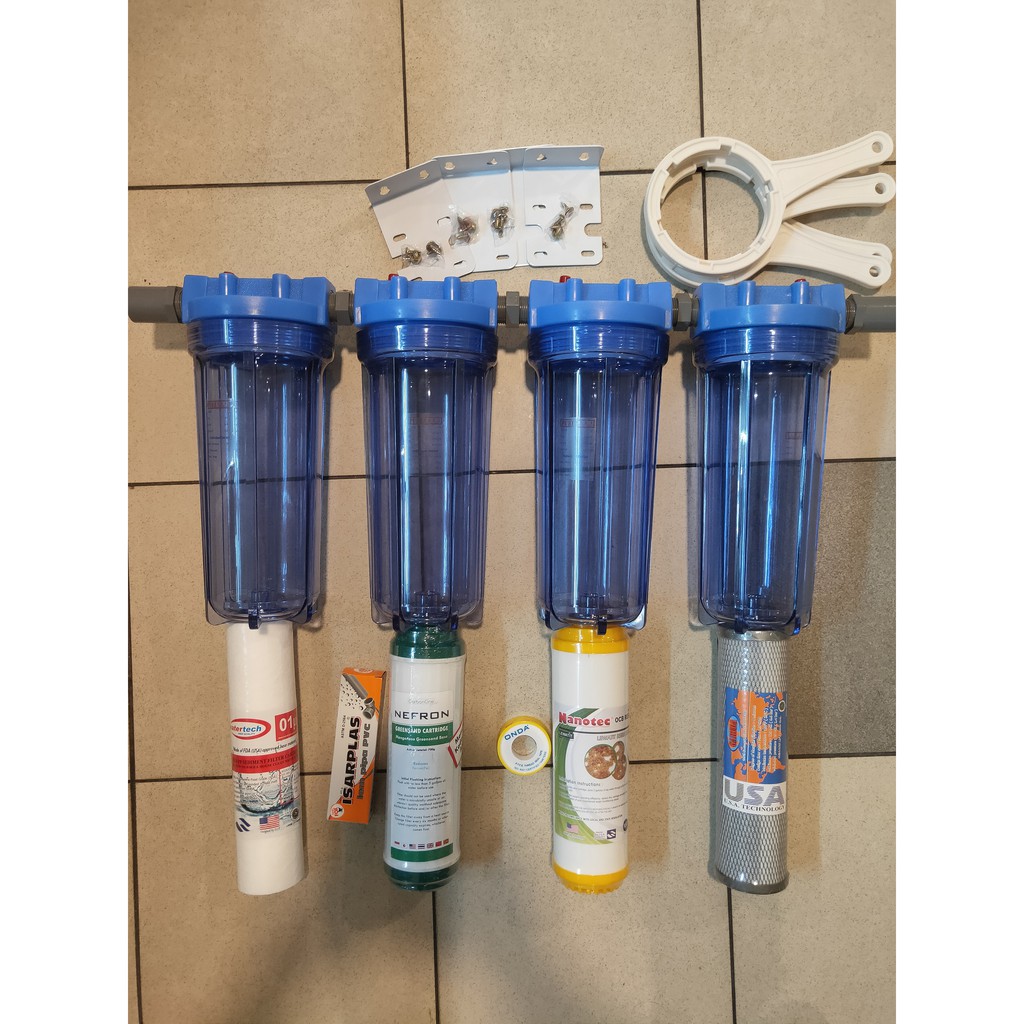 Jual Filter Air Lengkap 4 Housing Lumpur Besi Kapur Bau Toren Pompa ...