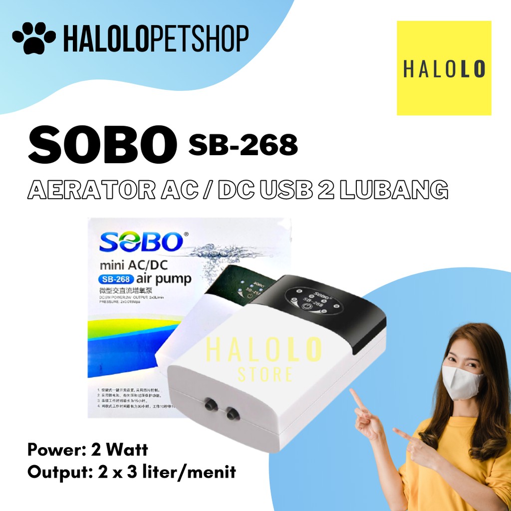Jual Aerator SOBO SB 268 AC/ DC Aerator USB Portable Aquarium Pancing | Shopee Indonesia