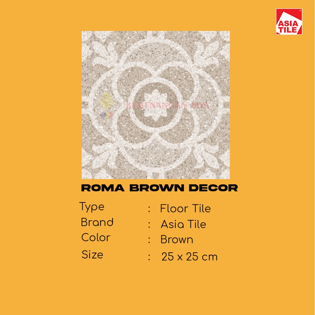 Jual Keramik Murah Asia Tile Roma Brown Decor 25x25 | Shopee Indonesia