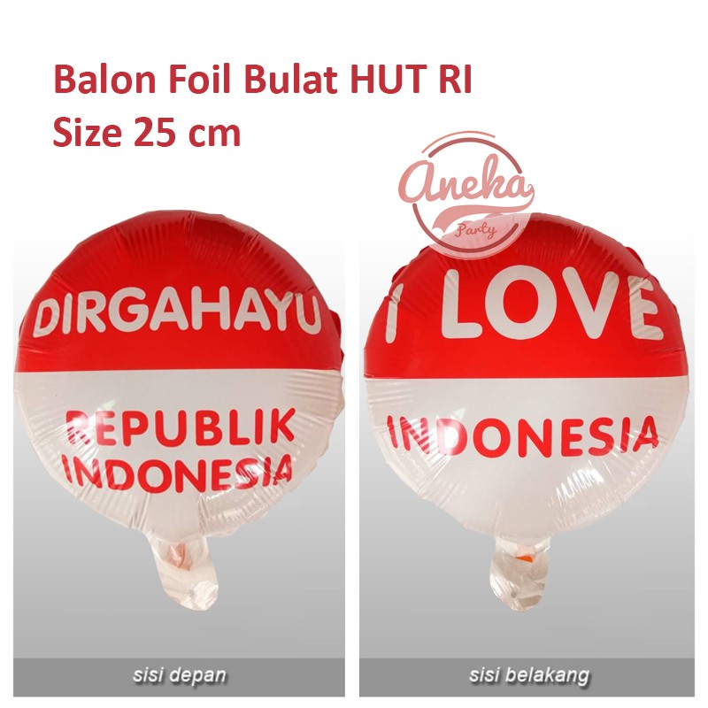 Jual balon foil bulat HUT RI 25 cm / balon merah putih / balon bulat 17 ...
