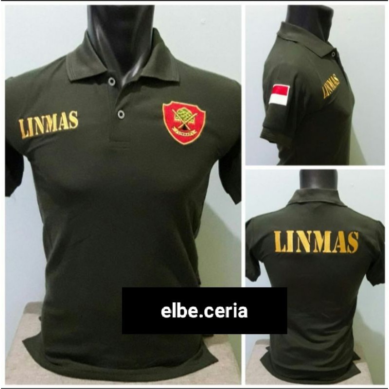 Jual Kaos polo Linmas hijau Army/kaos kerah pria | Shopee Indonesia