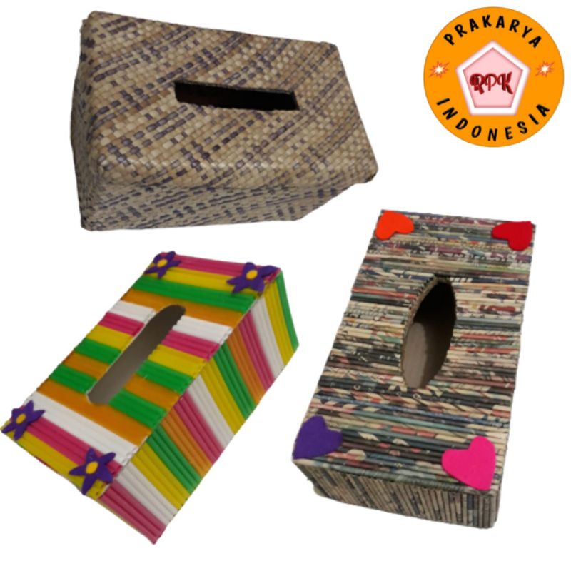 Jual Tempat Tisu koran | sedotan | anyaman prakarya Indonesia|Shopee ...