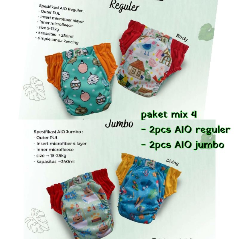 Jual Paket Hemat Mix 4pcs Clodi Ningrat AIO (2pcs Reguler & 2pcs Jumbo ... Jual Paket Hemat Mix 4pcs Clodi Ningrat AIO (2pcs Reguler & 2pcs Jumbo ...