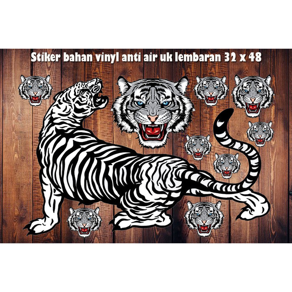 Jual Stiker vinyl sudah di cutting motiv Harimau putih uk 32 x 48 cm ...