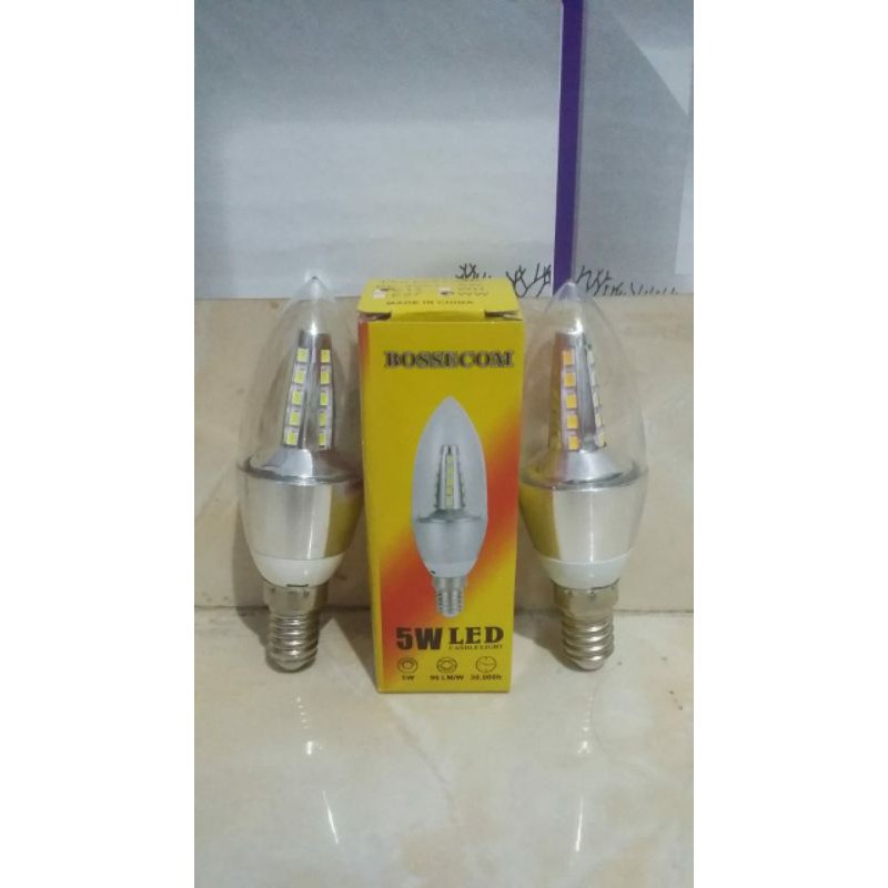 Jual Lampu Candle LED 5 Watt Fitting E14 Cahaya Putih Dan Kuning BOSSECOM SNI Indonesia|Shopee ...