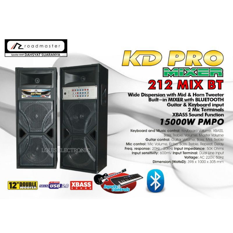 Jual Roadmaster Speaker Aktif + Pasif 12 Inch KD PRO 212 Mix BT Sound ...
