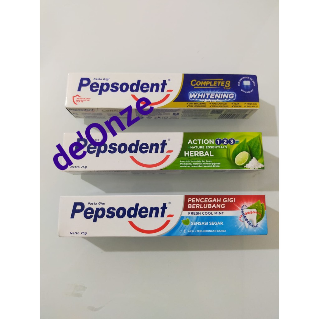 Jual Pepsodent Fresh Cool Mint/Action Herbal/Complete Whitening 75gr ...