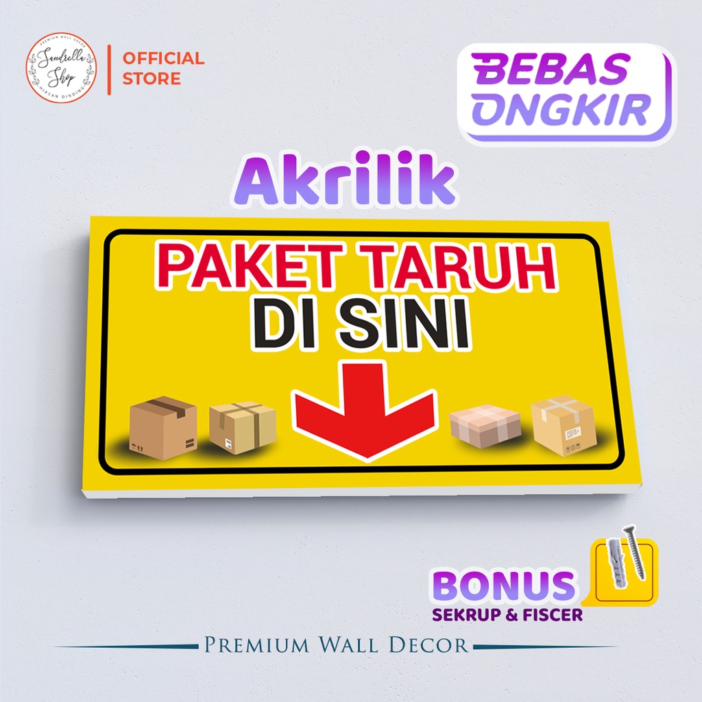Jual Sign Akrilik Paket Taruh Disini Sign Board Acrylic Penunjuk Kurir ...