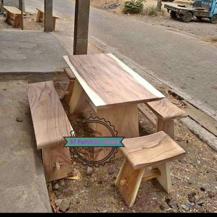 Jual Meja makan trembesi kayu solid utuh mentahan meja makan sate ...