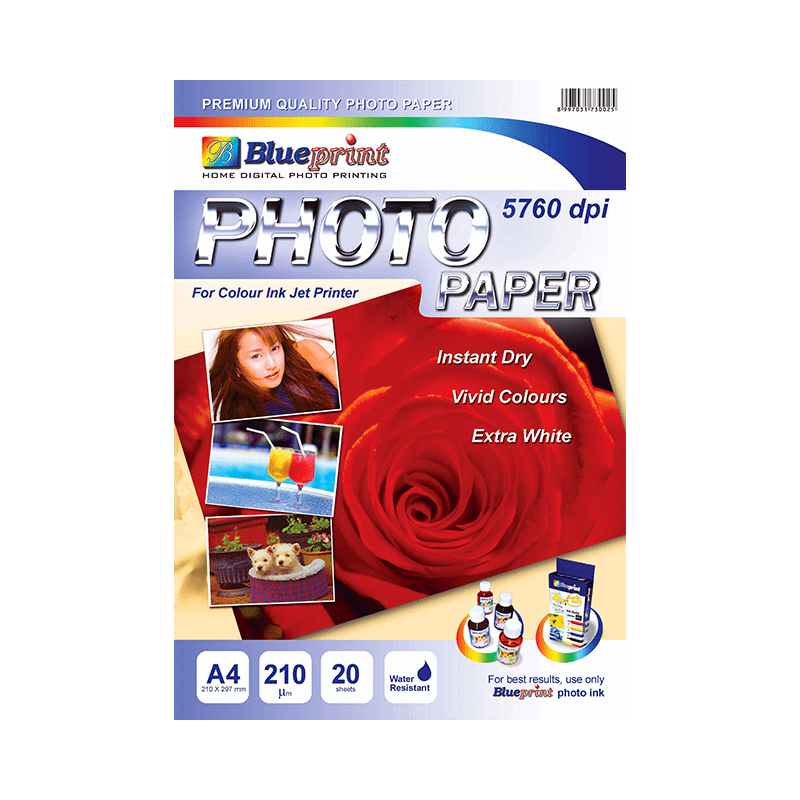 Jual Kertas Foto A4 BLUEPRINT Glossy Photo Paper 210 Micron VARIAN ...