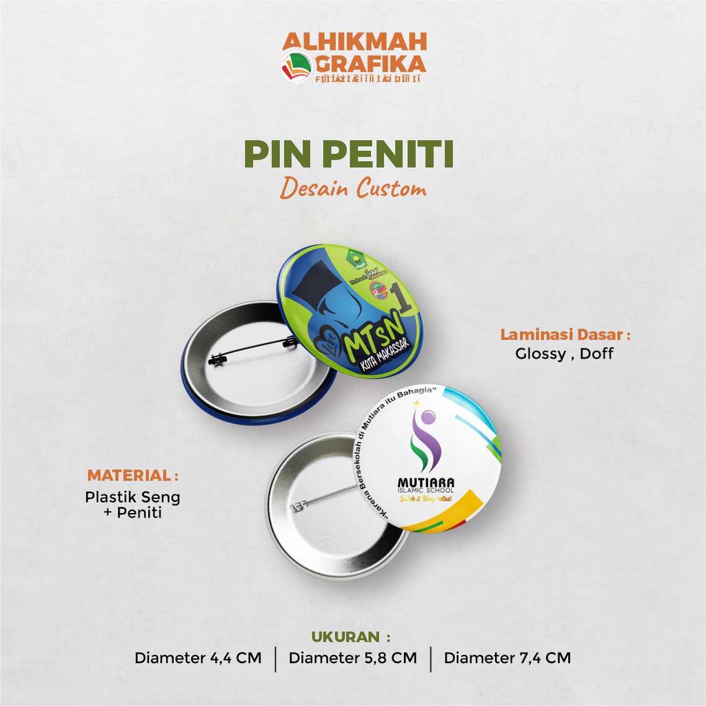 Jual Pin Peniti Custom ukuran 44mm/58mm/74mm | Shopee Indonesia