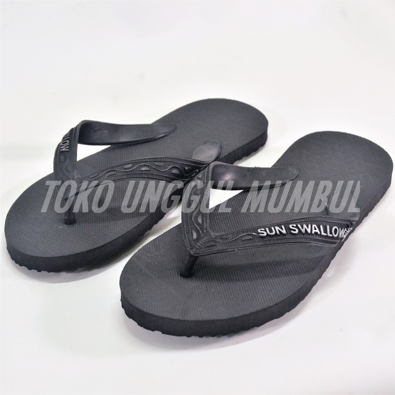 Jual Sandal Jepit Sun Swallow Hitam Polos / Sendal Jepit / Sandal Hitam ...