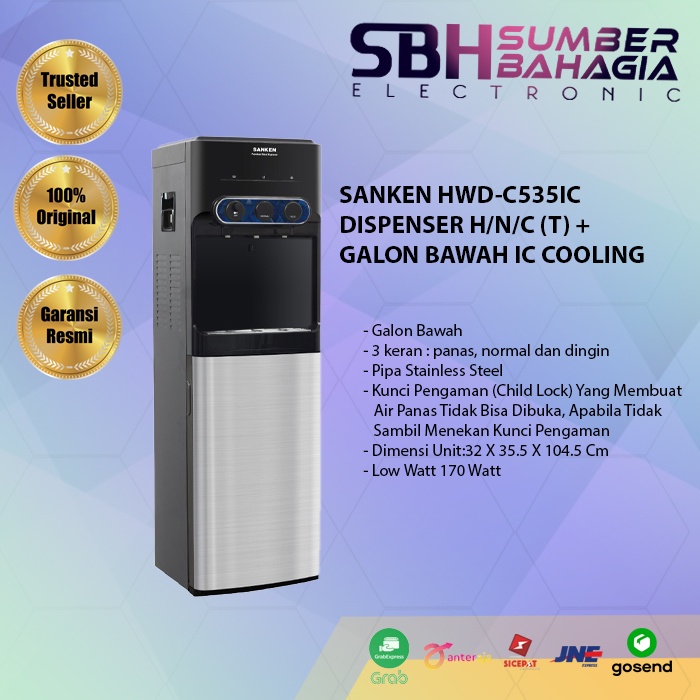 Jual SANKEN HWD-C535IC DISPENSER H/N/C (T) + GALON BAWAH IC COOLING ...