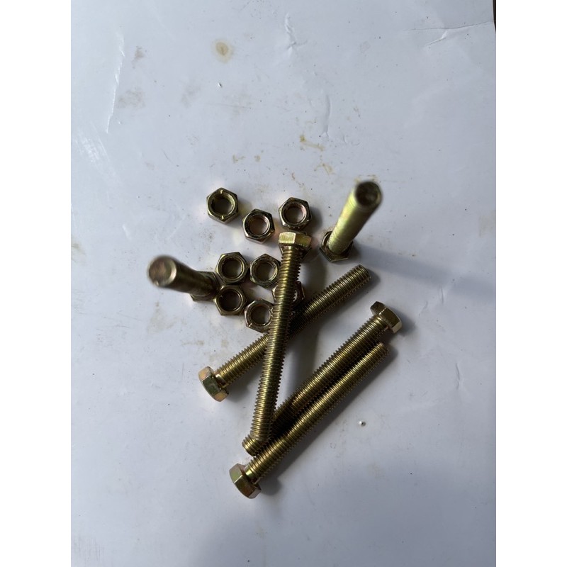 Jual BMK M8 x 70 - BAUT MUR BESI KUNING KUNCI 12 PJG 7 CM DRAT HALUS - HEXAGON BOLT NUT YELLOW ...