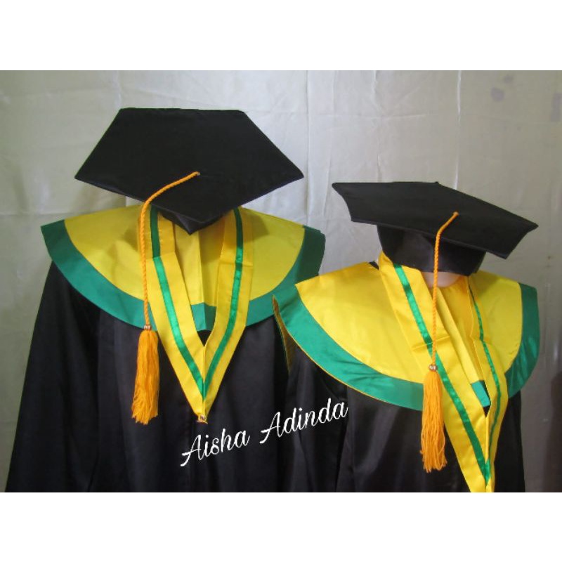 Jual Seragam Wisuda Baju Toga Dewasa Kuning List Hijau 100% Original ...