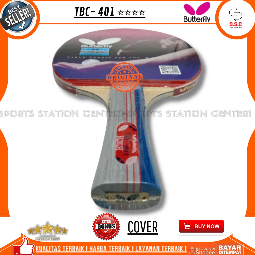 Jual Butterfly TBC 401Tennis Table Bat Tenis Meja Pingpong New ...