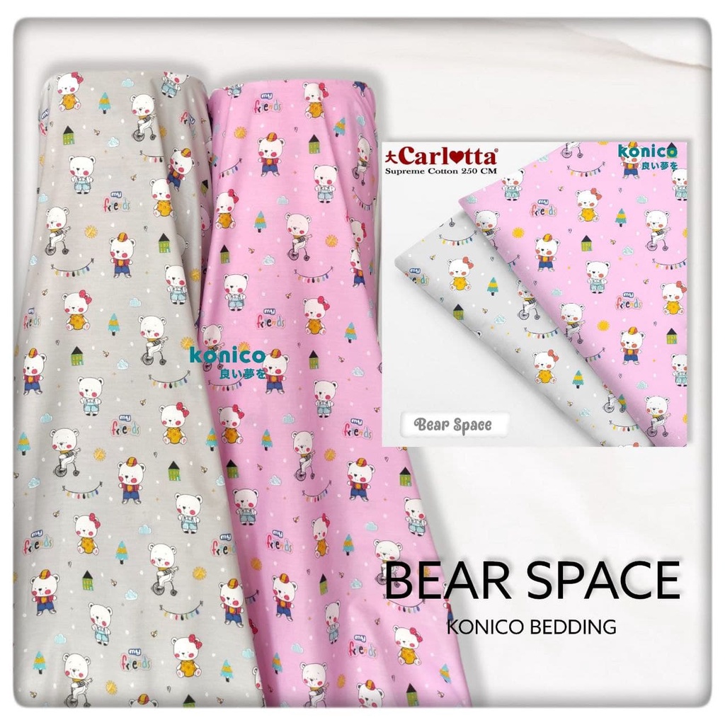 Jual KONICO Bahan Kain Sprei katun Motif tabur Anak BEAR PARTY | ELBHE STAR CATRA GROW (METERAN ...