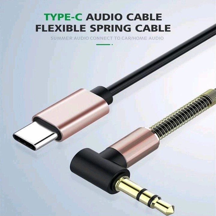 Jual KABEL AUDIO AUX TO TYPE C DARI HP KE SPEAKER/MOBIL/HEADPHONE ...
