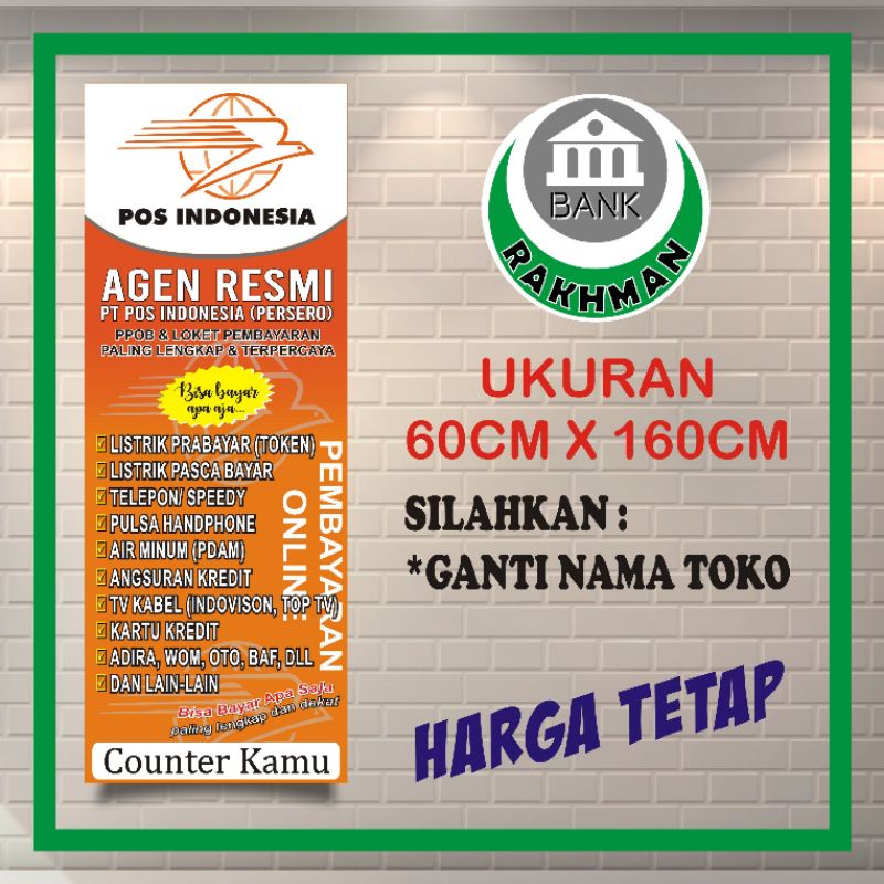 Jual SPANDUK BANNER AGEN POSPAY UKURAN 60CM X 160CM Indonesia|Shopee ...