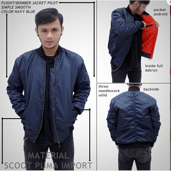 Jual Jaket Pilot Bomber Waterproof Polos | Shopee Indonesia