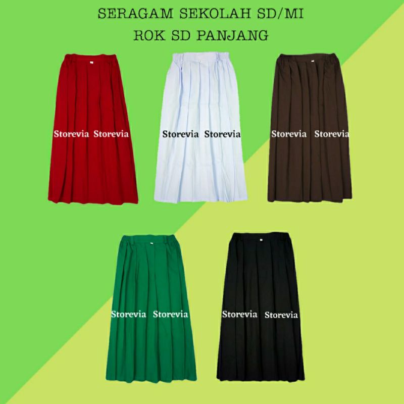 Jual Rok Panjang Sekolah SD Perempuan Seragam Sekolah SD MI Rok Panjang Rempel Lipit Merah ...