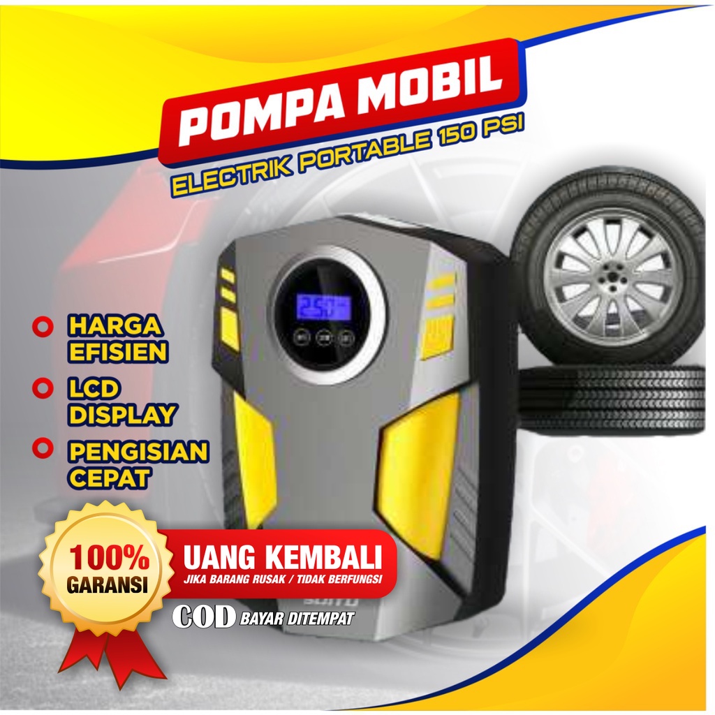 Jual Pompa Mobil Portable Inflator Pompa Ban Mobil Elektrik LCD Display ...
