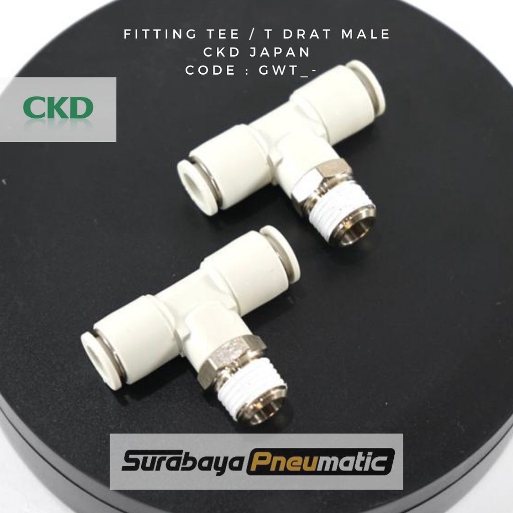Jual CKD - Fitting Tee / T Selang Drat Male - GWT10-10 (OD10mm, Drat 3/ ...