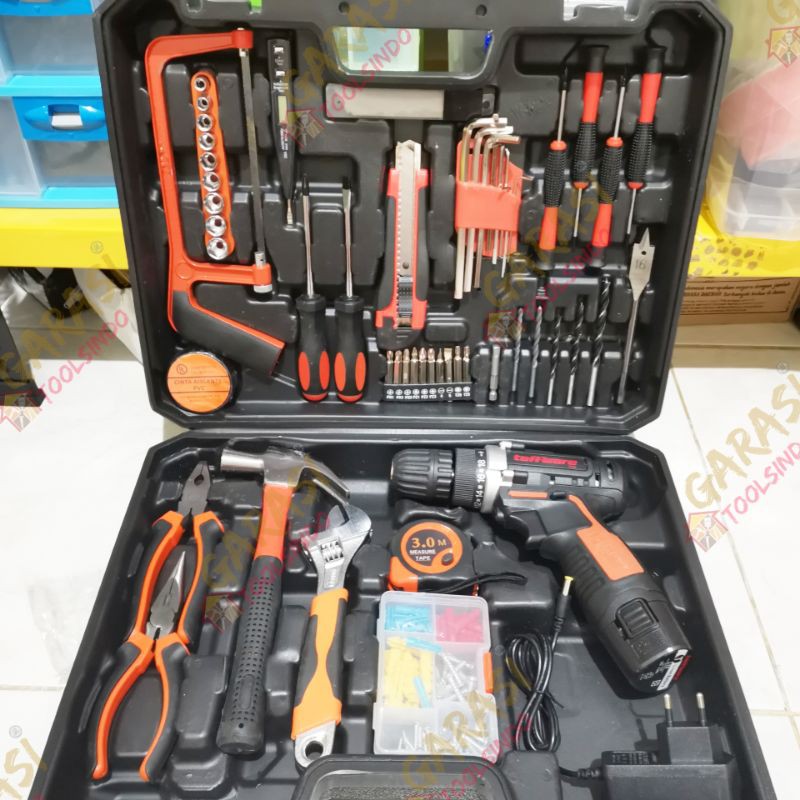 Jual mesin bor cordless drill 12V set perkakas tool set tool kit set ...