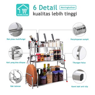 Rak Bumbu Dapur serbaguna Stainless Gantung Dinding Dapur Rak Pisau ...