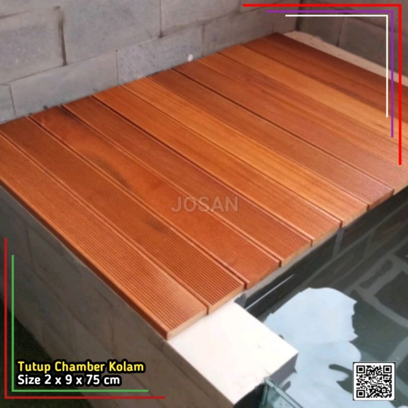 Jual Papan Tutup Chamber Kolam Lantai Kayu Pool Deck Decking Bengkirai ...