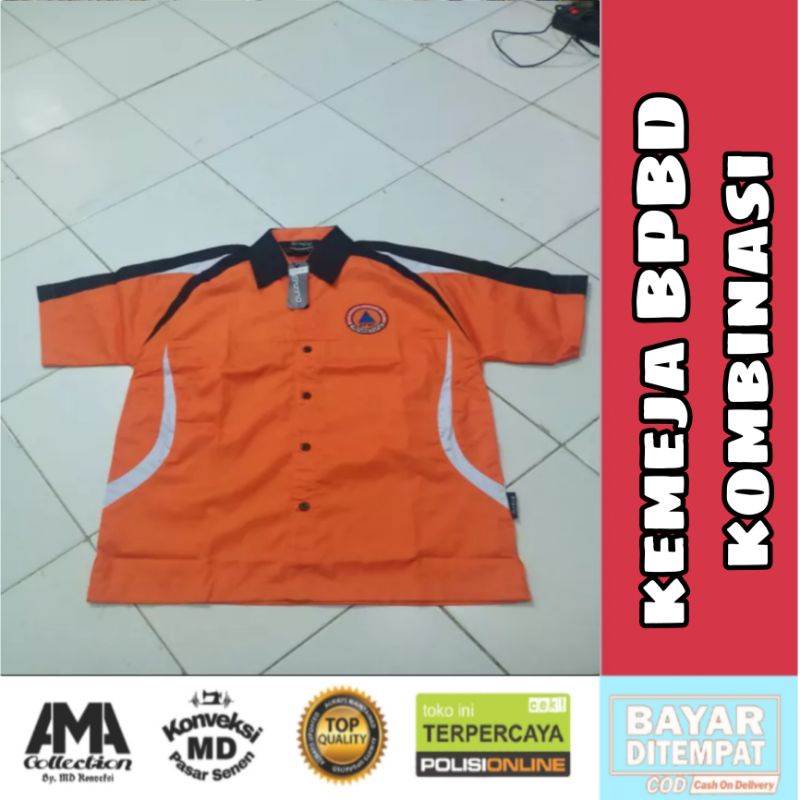 Jual kemeja kerja BPBD seragam kerja BPBD full bordir | Shopee Indonesia