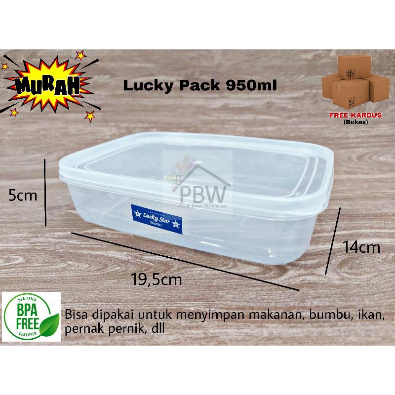 Jual Kotak Makan/Food Container/Toples Kotak Bening 950ml / Toples ...