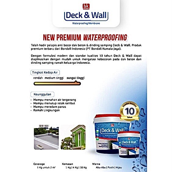 Jual BONDALL Deck n Wall antibocor sistem membrane waterproofing 18kg ...