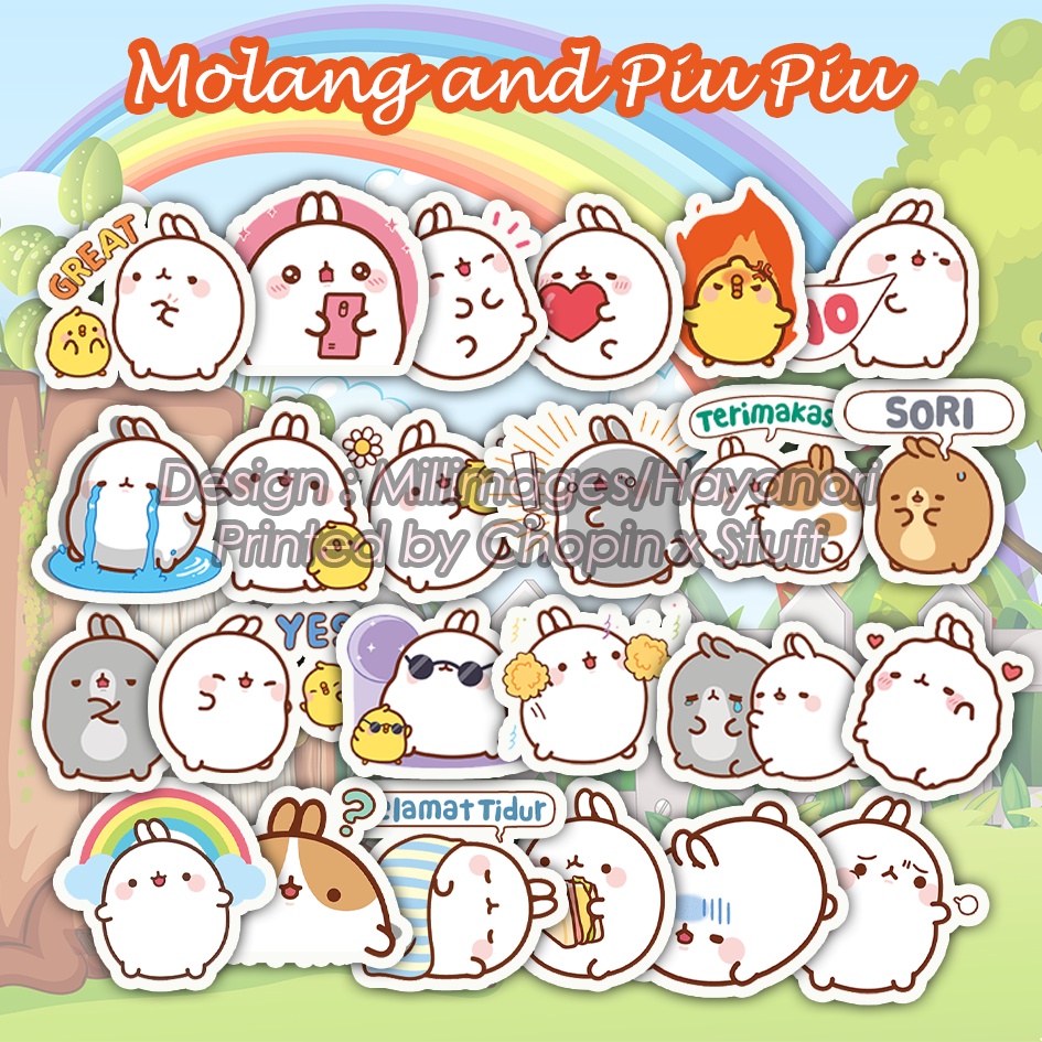 Jual Sticker Pack Molang and Piu Piu / Stiker Cute Lucu Imut Rabbit ...
