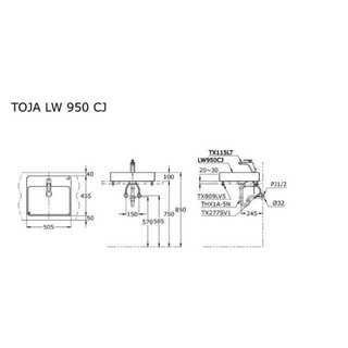 Jual Wastafel TOTO LW950CJ W/F Complete Set Kran Dingin ( TX109LRS ...