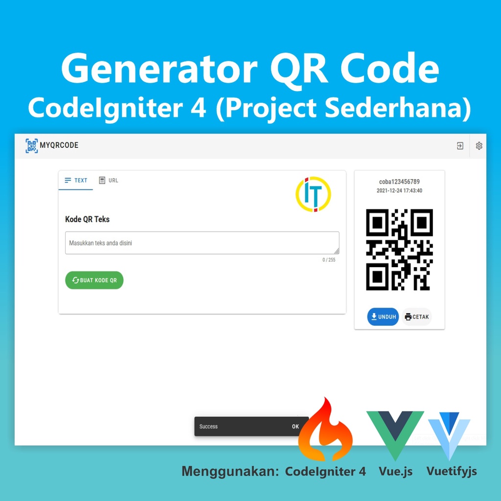 Jual Source Code Aplikasi Web Qr Code Generator Sederhana Codeigniter 4 Ci4 Indonesiashopee