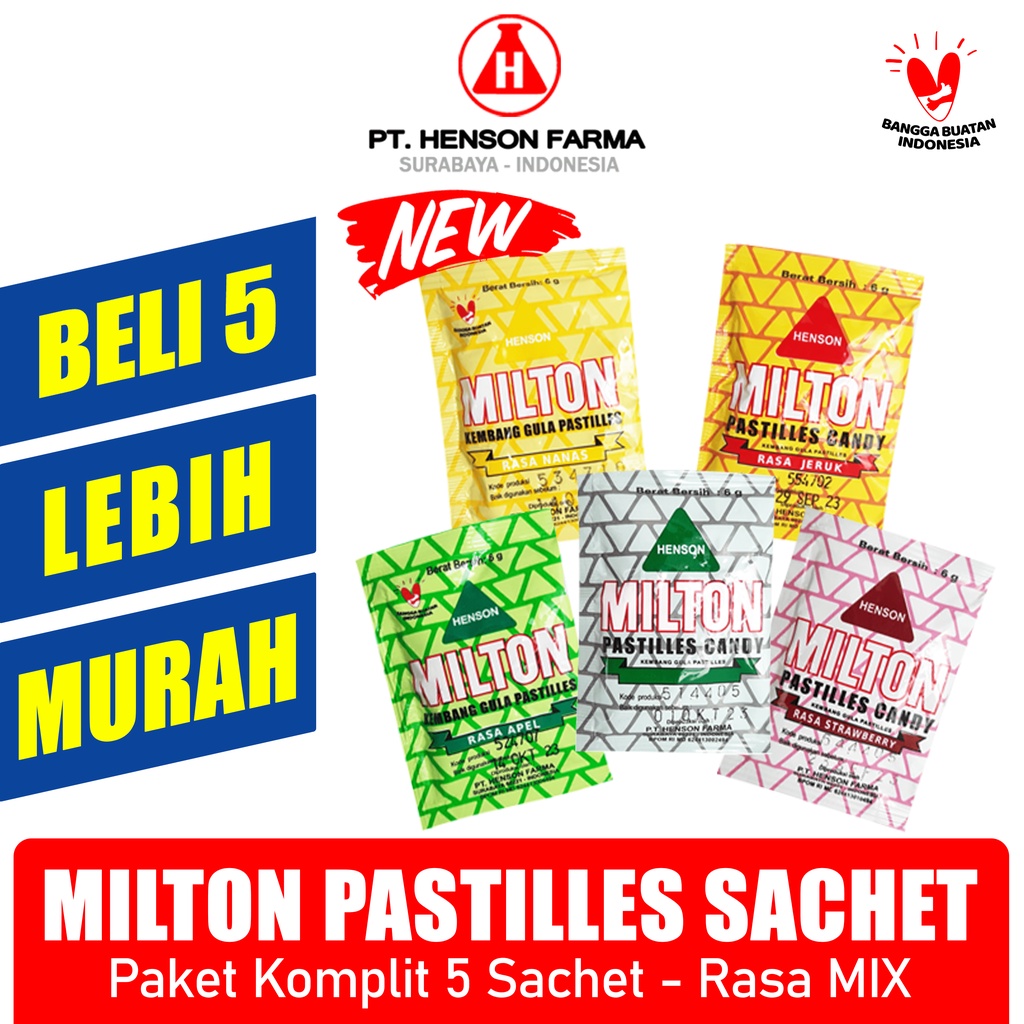 Jual PAKET BUNDLING! Permen MILTON PASTILLES Candy Sachet Ecer 5 Rasa ...