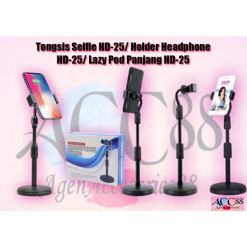 Jual Tongsis Selfie HD-25/ Holder Headphone HD-25/ Lazy Pod Panjang HD ...