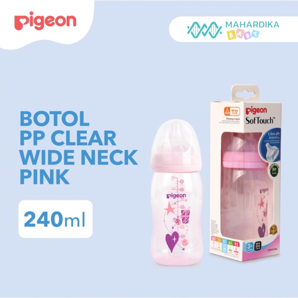 Jual Botol Susu PIGEON Botol PP Clear Wide Neck 240ML | Shopee Indonesia