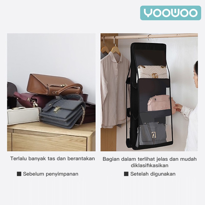 DISKON 10% Rekomendasi rak tas gantung Lemari tas rak baju portable ...