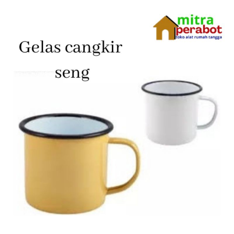 Jual gelas enamel cangkir mug seng jadul teh kopi pendaki 120ml ...