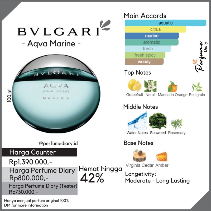 Jual Bvlgari - Aqva Pour Homme Marine (100ml) Indonesia|Shopee Indonesia