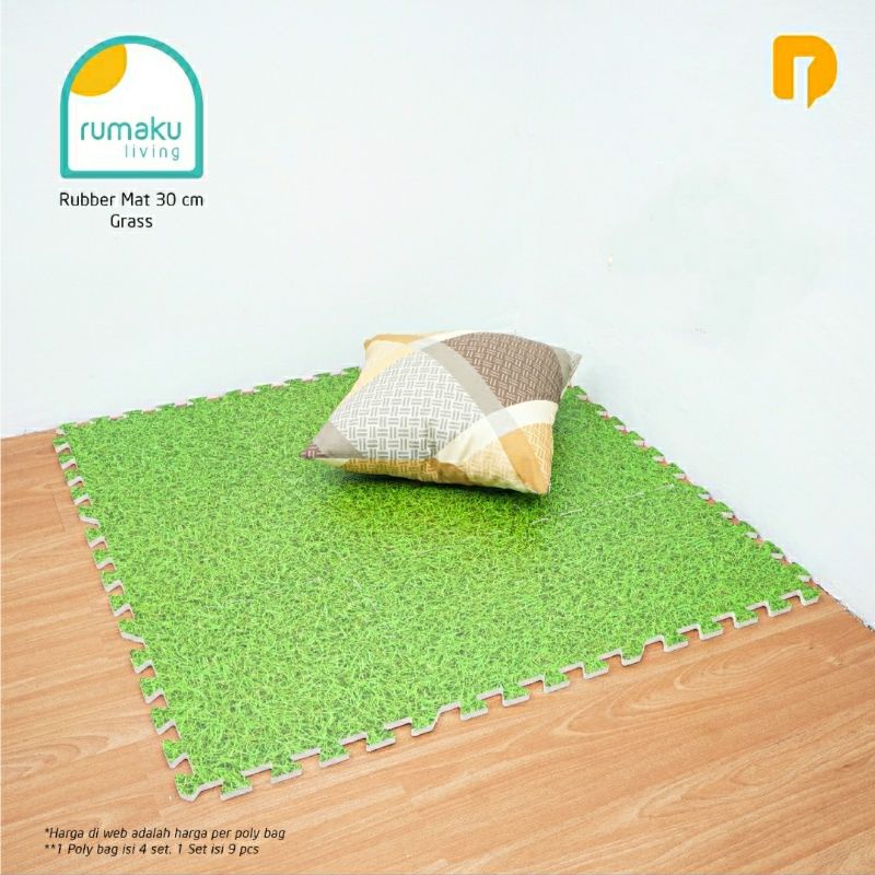 Jual Matras lantai bongkar pasang, Rubber mat 30cm grass, 1set isi 9pc ...