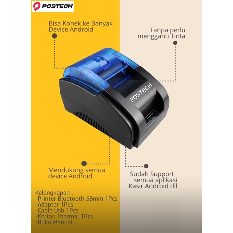 Jual PRINTER THERMAL BLUETOOTH USB RJ11 58MM PRINTER KASIR BLUETOOTH ...