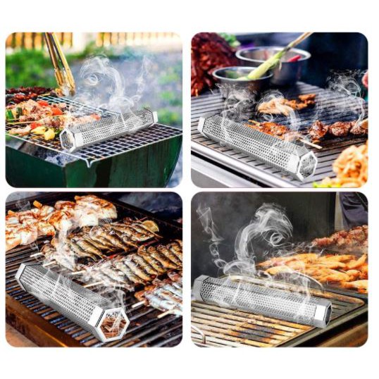 Jual Hexagonal Smoker Smoke Tube BBQ Alat Tabung Pengasap BBQ Stainless ...
