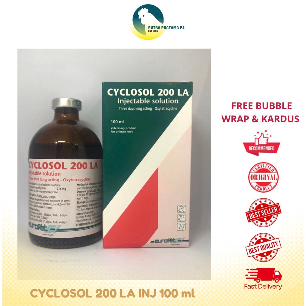 Jual CYCLOSOL 200 LA INJ 100 ML - Antibiotik Injeksi untuk Hewan ...