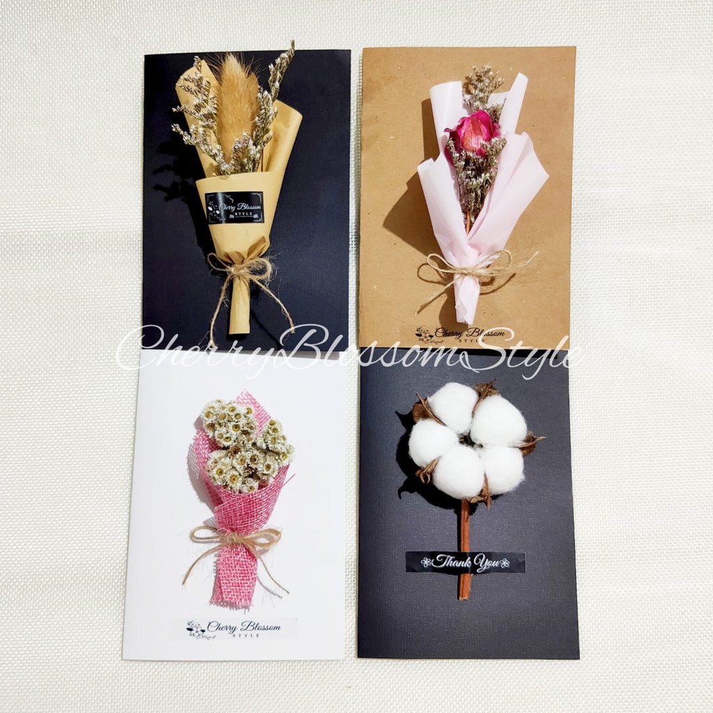 Jual Greeting Card / Kartu Ucapan + Buket Bunga Kering (10.5 x 15 cm ...