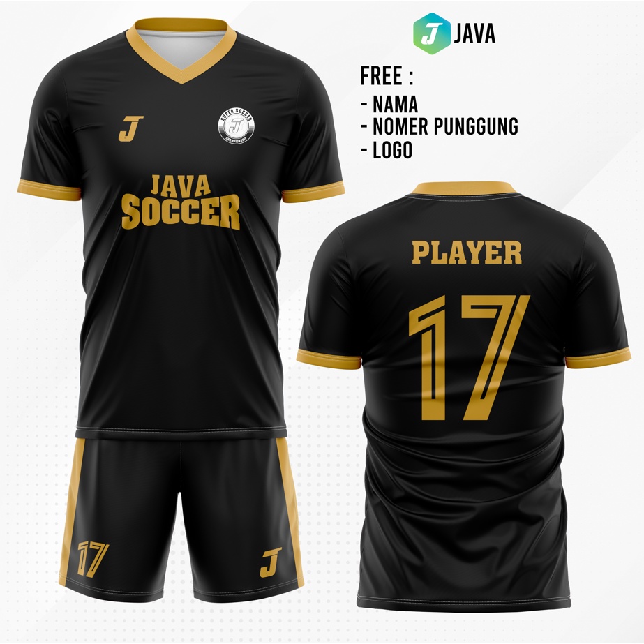 Jual {HARGA GROSIR} Jersey Polos Hitam Gold Custom Nama, Logo, Bahan ...