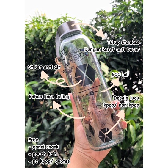 Jual GIFT BOX / HAMPERS botol tumblr KACA aesthetic 500 ml Indonesia ...
